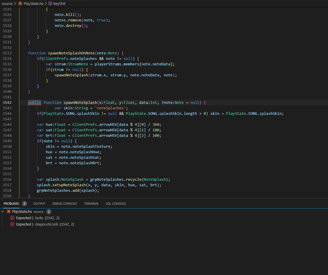 "Expected }" but it's not neccesary and make more errors when i put it ...