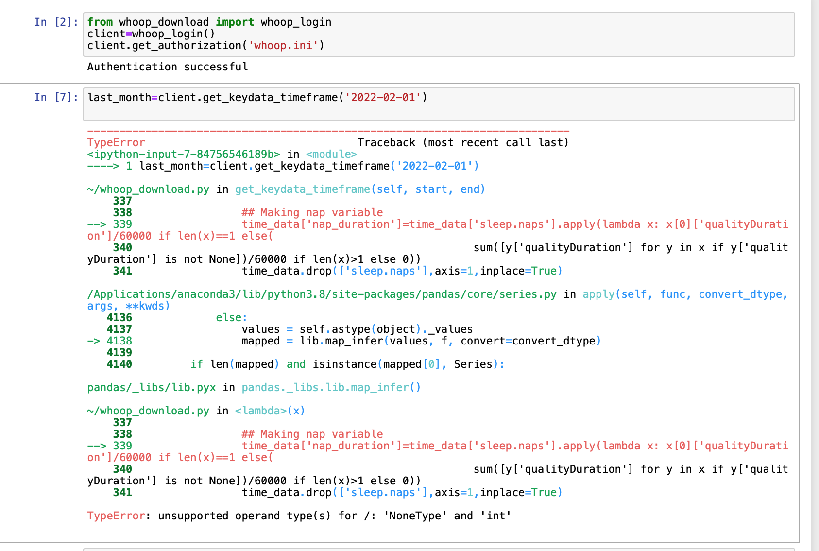 Error when running any methods · Issue #3 · irickman/whoop-downloader · GitHub