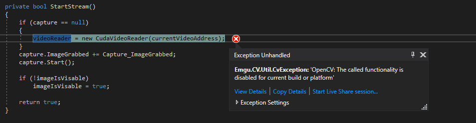 How do I get Emgu.CV.4.4.4099 with Cuda - Emgu.CV.Util.CvException: 'OpenCV: The called ...