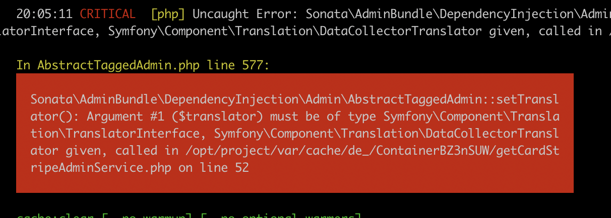Symfony 52 And Sonata Dev Master Abstracttaggedadminsettranslator Invalid Argument · Issue