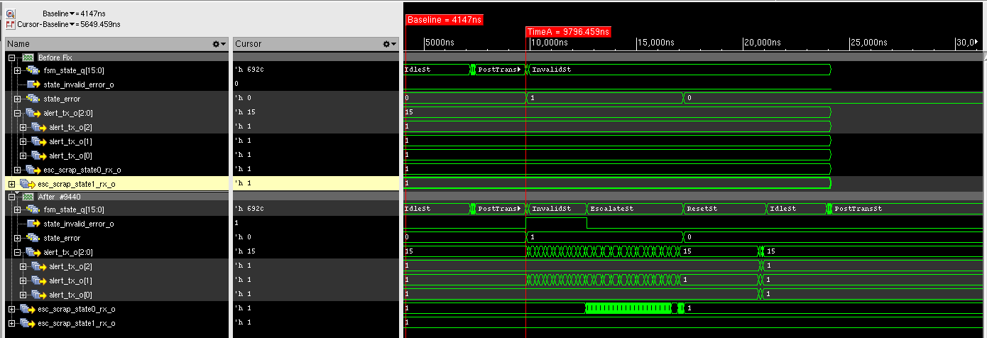 [lc_ctrl] State error bit of status register not set for forced FSM state · Issue #9431 ...