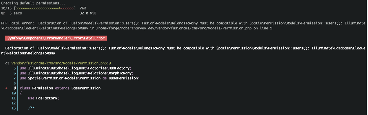 Unable to install: Permissions model incompatible · Issue #752 · fusioncms/fusioncms · GitHub