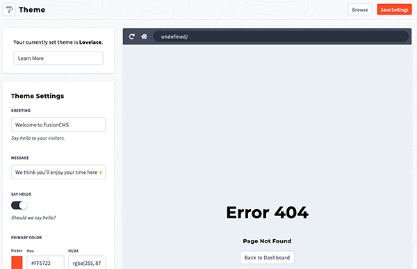 Unable to preview theme settings · Issue #415 · fusioncms/fusioncms · GitHub