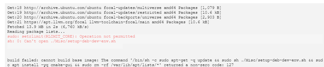 Workspace Creation Fails Sudo Setrlimitrlimitcore Operation Not Permitted · Issue 1565