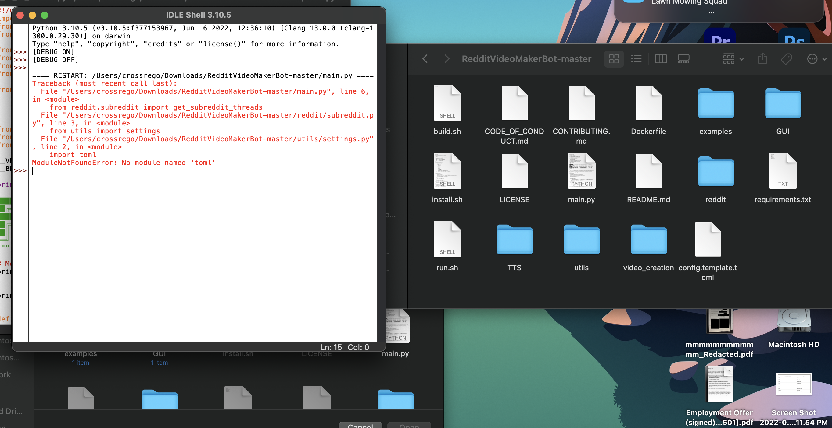 ModuleNotFoundError: No module named 'toml' · Issue #1044 · elebumm/RedditVideoMakerBot · GitHub