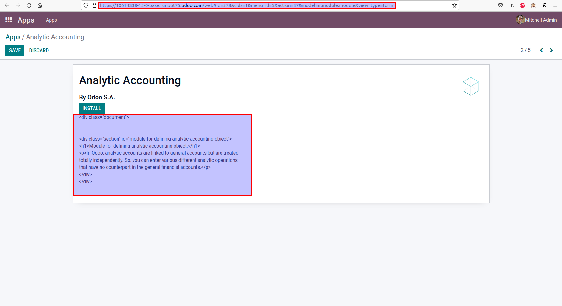 [15.0] module description (from within odoo) is rendered incorrectly ...