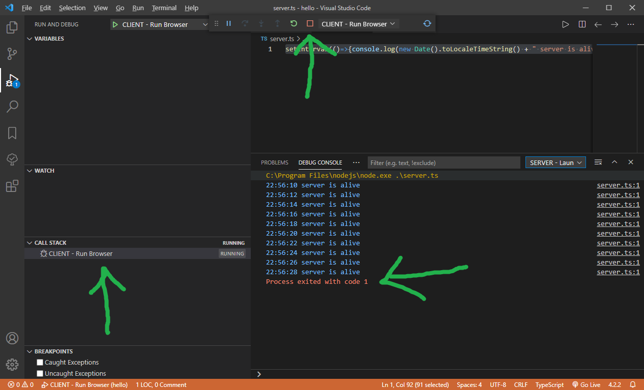 Client + Server debugging ->Vscode debugger is mixed up · Issue #935 · microsoft/vscode-js-debug ...