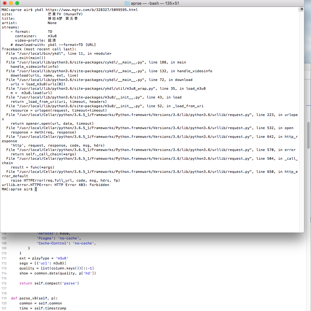 不能https://www.mgtv.com/b/328006/5207915.html?fpa=se · Issue #436 · LifeActor/ykdl · GitHub