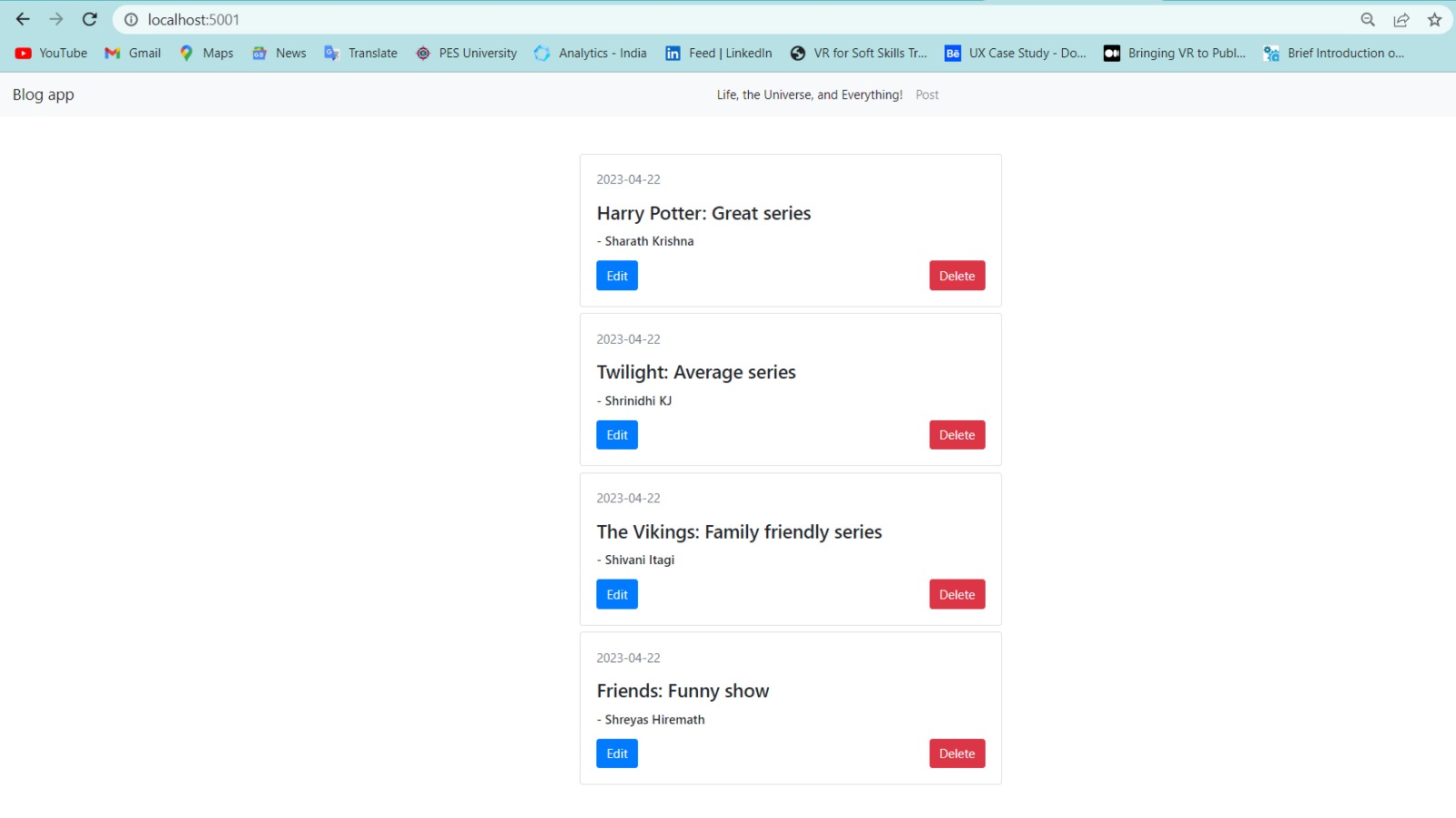 GitHub - Sharath377/UE20CS351_Project5_Blogging_WebApp: In this project, we work with Docker and ...