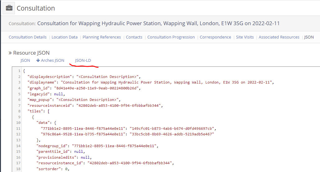 Consultation reports - JSON-LD does not load · Issue #870 · archesproject/arches-her · GitHub