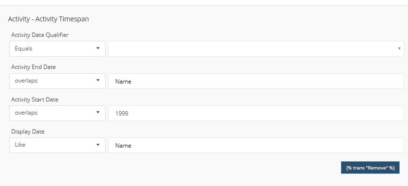 Advanced Search Activity Timespan Activity End Date Comes Before Activity Start Date · Issue
