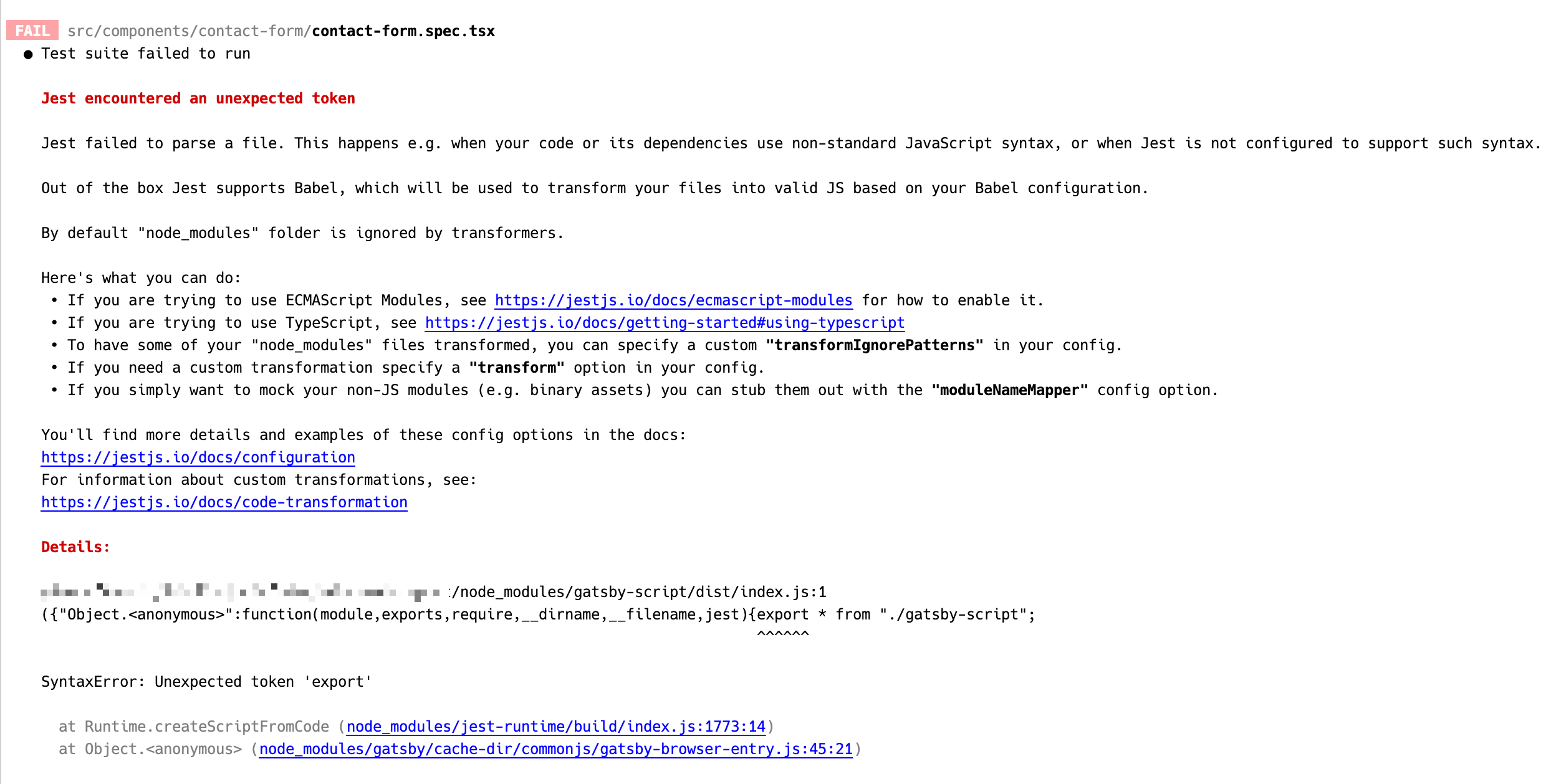 Jest Tests Are Broken With Gatsby 4151 · Issue 35778 · Gatsbyjsgatsby · Github