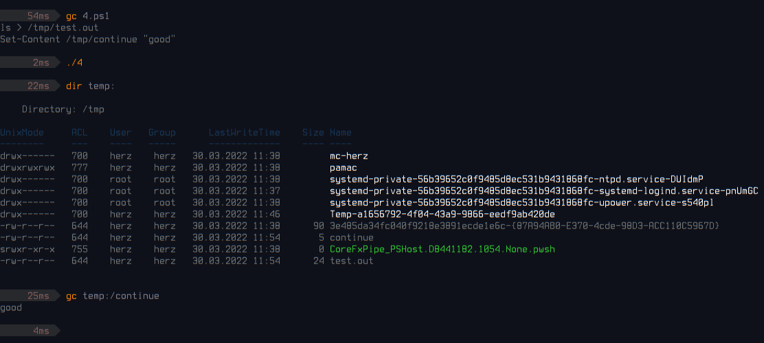 pwsh script stuck at the end of running a native Linux command or ...