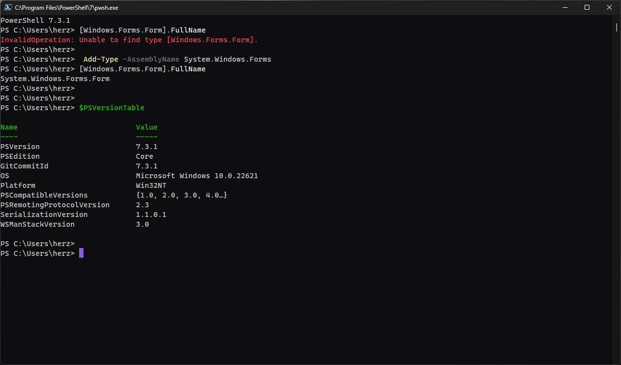 Systemwindowsforms Assembly Winforms Can No Longer Be Loaded With Add Type Assemblyname
