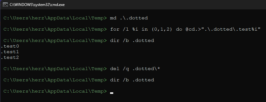 Do not remove files/directories beginning with a FULL STOP (period, dot ...
