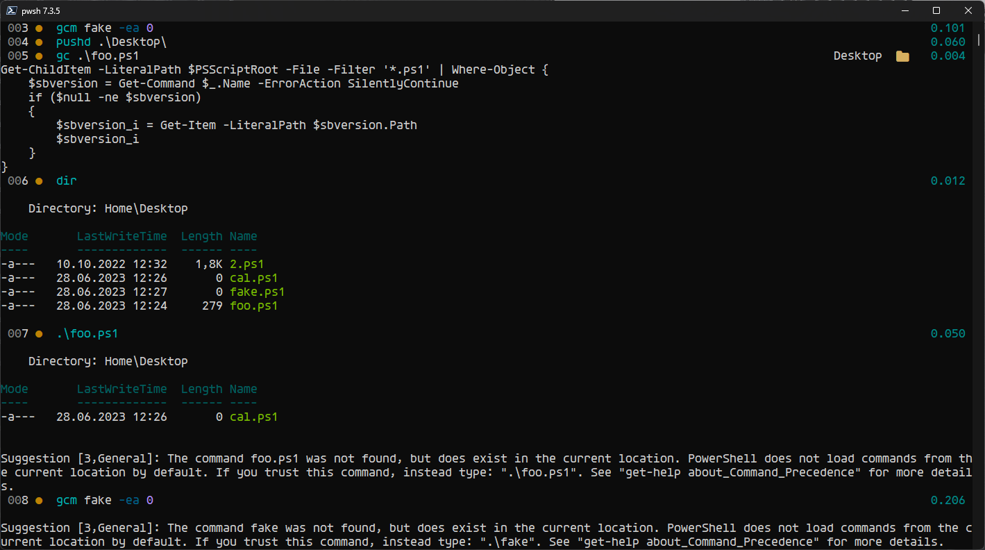 Using Get-Command in script yields unwanted / irrelevant suggestions at prompt after script has ...