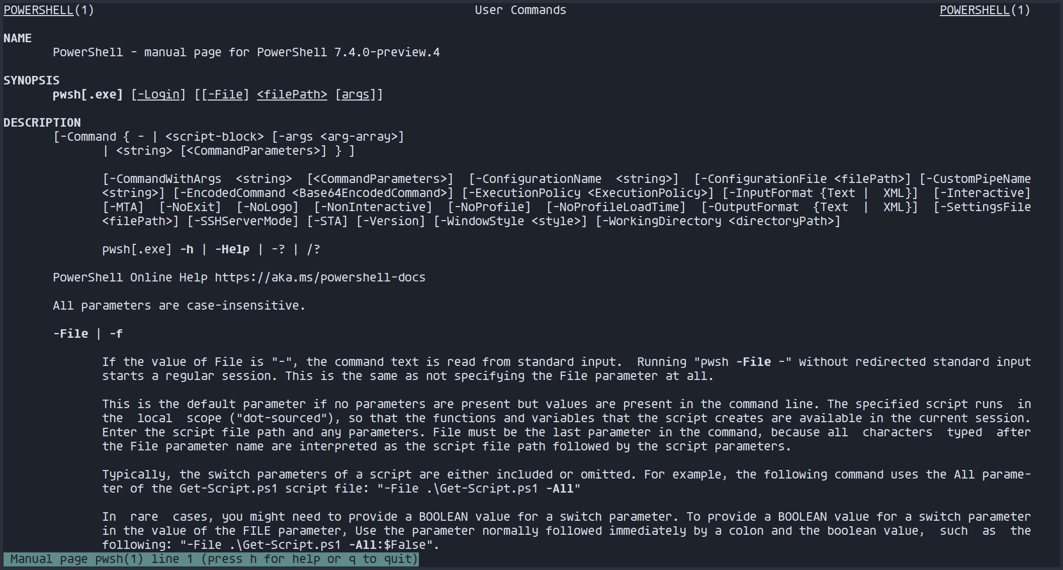 The man page for `pwsh` on Linux/macOS is not in sync with `pwsh -?` · Issue #19990 · PowerShell ...