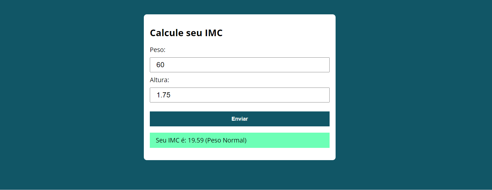 GitHub - VitorOB/CalculoIMC: Calculo de IMC feito em aula do curso de Javascript