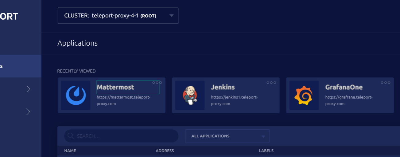 AAP: Display recently visited applications on top · Issue #374 · gravitational/webapps · GitHub