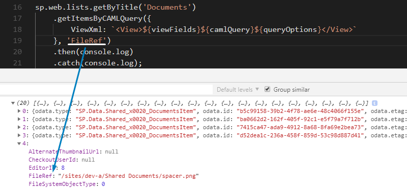 Cannot retreive FileRef property from getItemsByCAMLQuery() method. · Issue #135 · pnp/pnpjs ...