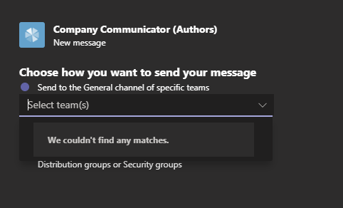 "We couldn't find any matches" · Issue #309 · OfficeDev/microsoft-teams ...