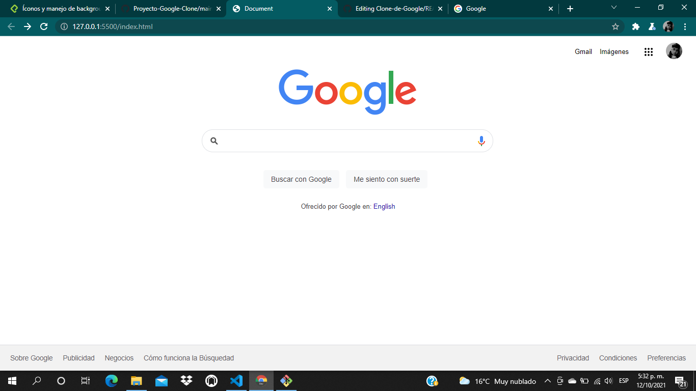 GitHub - sergio-reinoso/Clone-de-Google: Es un clone de la pagina de incio de Google en que solo ...