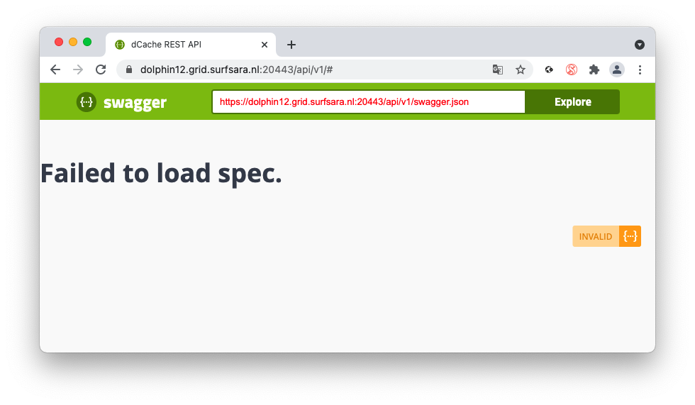 Frontend/API: swagger says "Failed to load spec" · Issue #5894 · dCache/dcache · GitHub