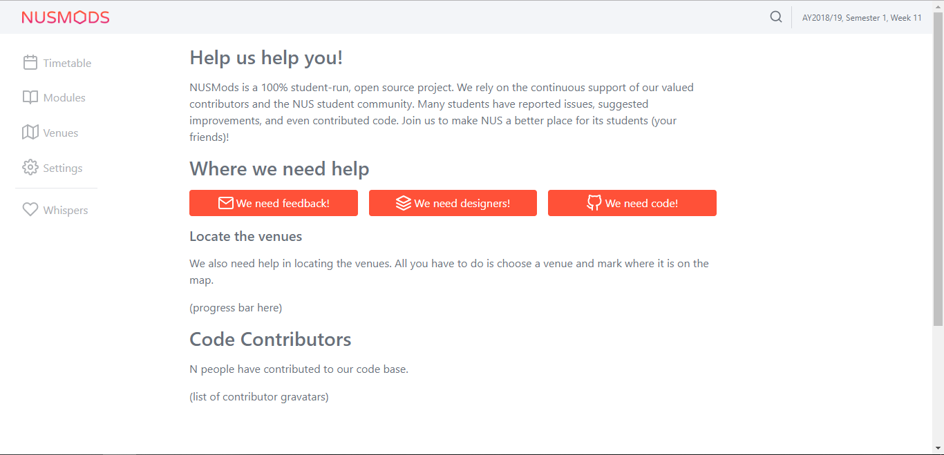 Create a "contribute" page to attact contributors · Issue #1226 · nusmodifications/nusmods · GitHub