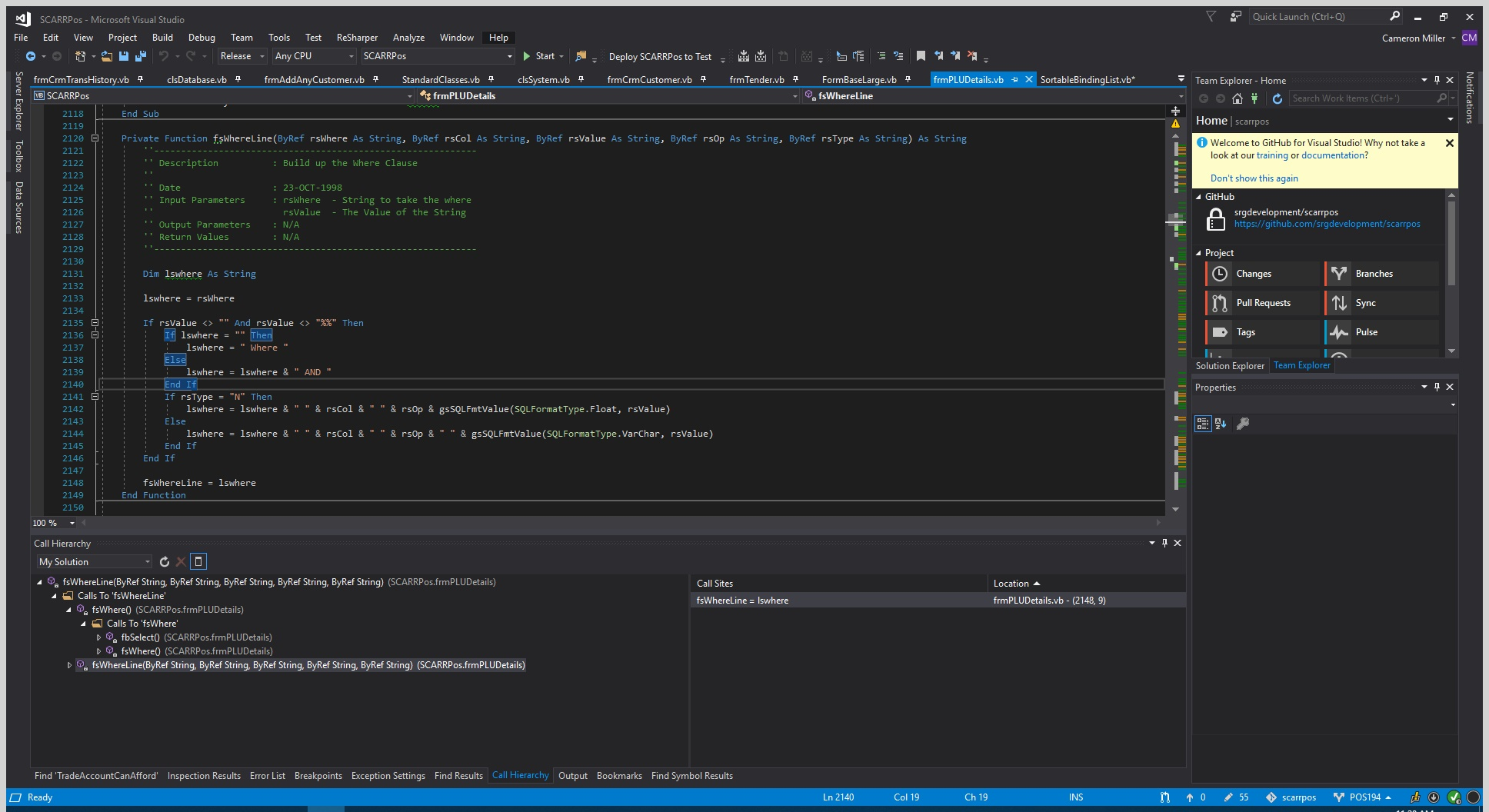 Visual Basic call hierarchy incorrectly thinks setting function return ...