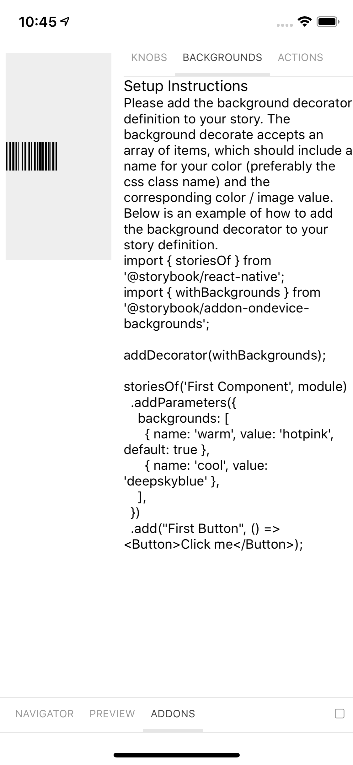 React Native: Backgrounds addon · Issue #7432 · storybookjs/storybook · GitHub