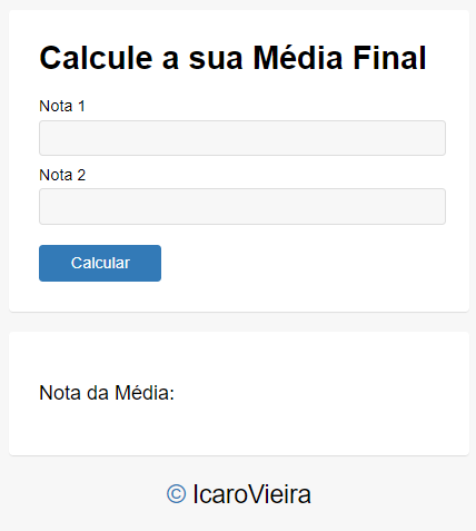 GitHub - Icaro-Vieira/calcular-media: Calculadora de Média Final (Nota 1 e Nota 2)
