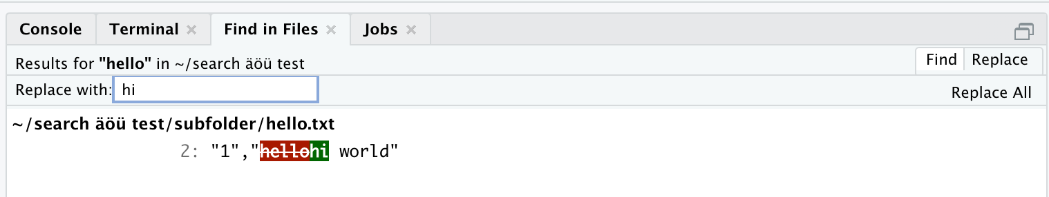 UI element clears when performing a replace with Find in Files using a ...