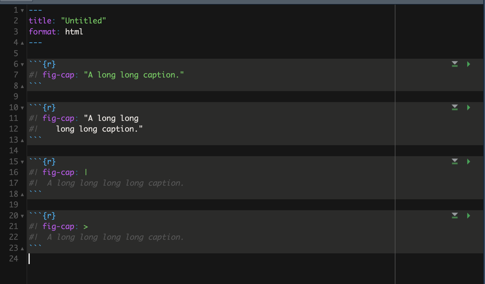 Yaml Chunk Option Syntax Highlighting Doesnt Process Multi Line Chunk