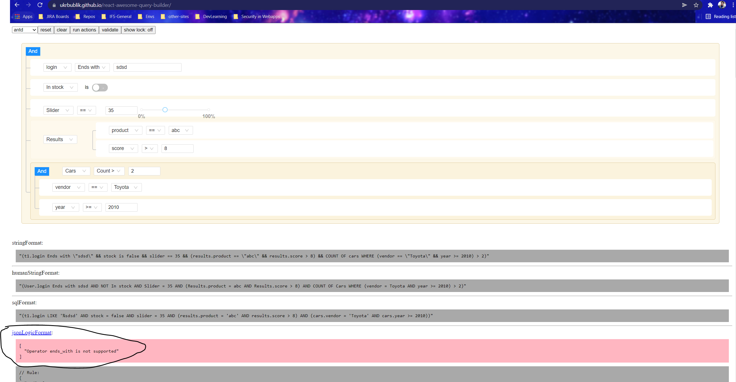 Jsonlogicformat Doesn T Support Endswith Startswith And Proximitysearch · Issue 591