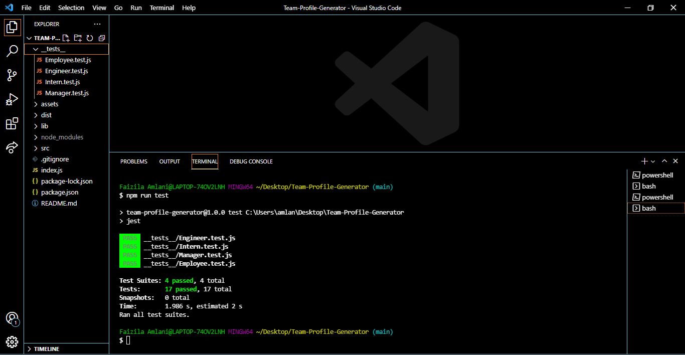 GitHub - Faizila/Team-Profile-Generator: It's a command-line-input ...