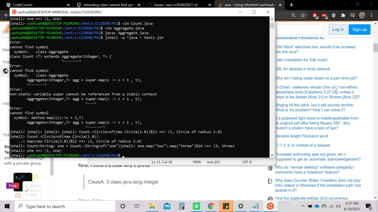 PA2 error · Issue #217 · nus-cs2030/2021-s2 · GitHub
