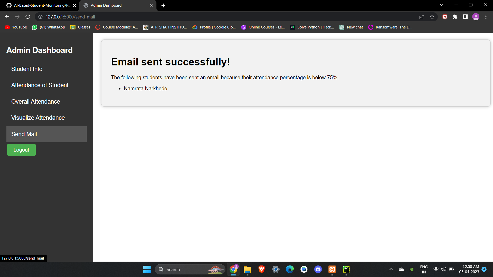 GitHub - namratanarkhede/AI-Based-Student-Monitoring