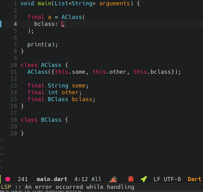 [dart] Completion not working for named parameters · Issue #1608 · emacs-lsp/lsp-mode · GitHub