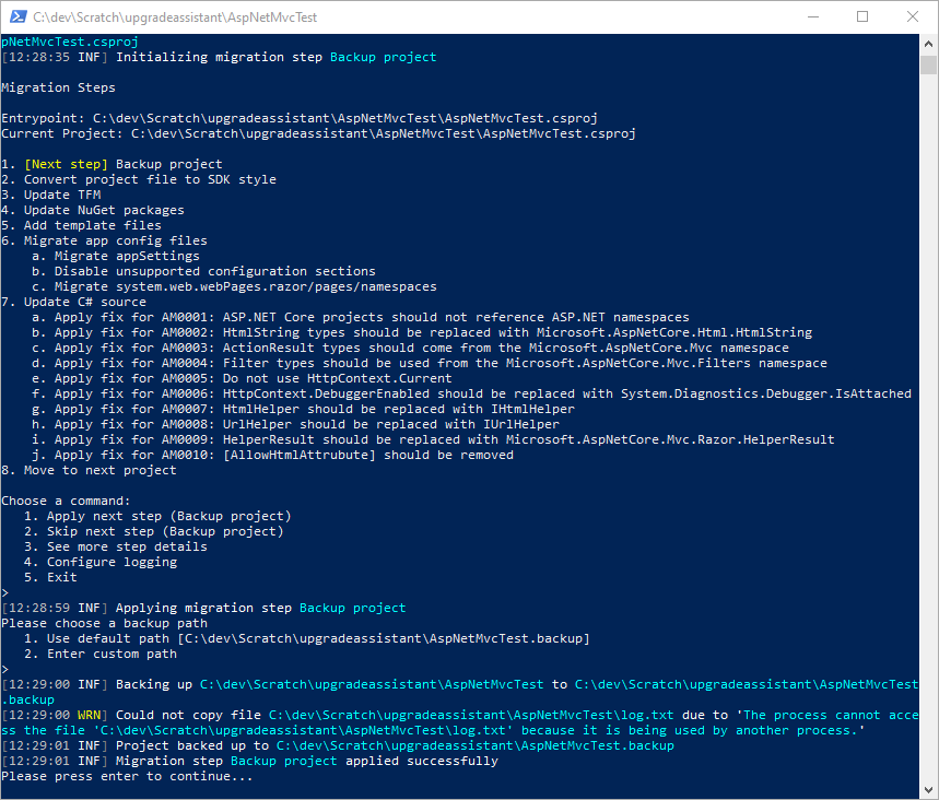 Backup Warning - Cannot copy log.txt file · Issue #222 · dotnet/upgrade-assistant · GitHub