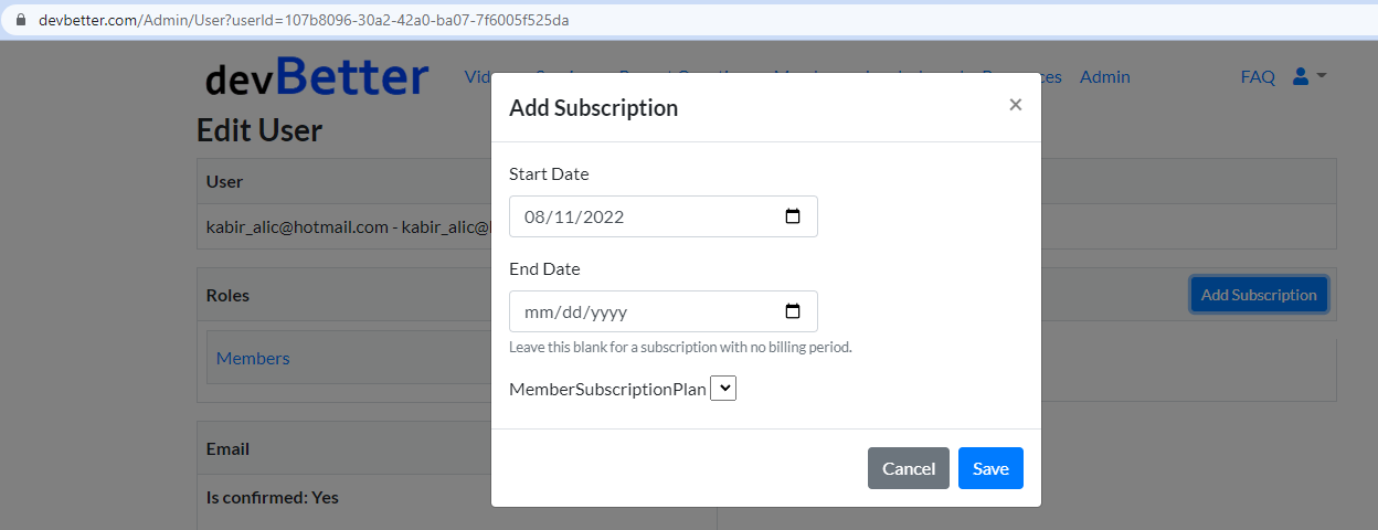 Subscription DropDownList is Empty in Edit User Page · Issue #858 · DevBetterCom/DevBetterWeb ...