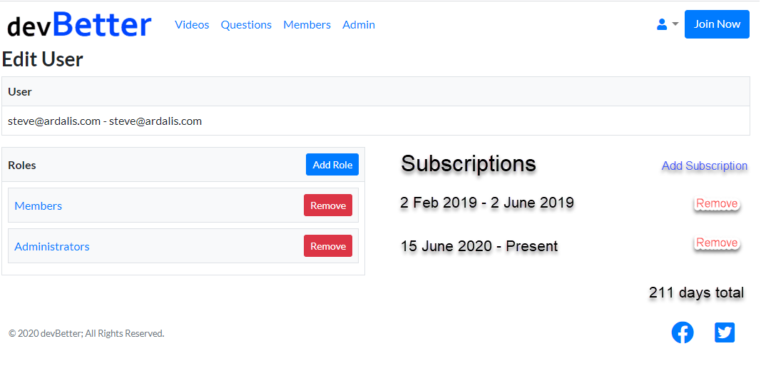 Admin - Member - Subscription Details · Issue #105 · DevBetterCom/DevBetterWeb · GitHub