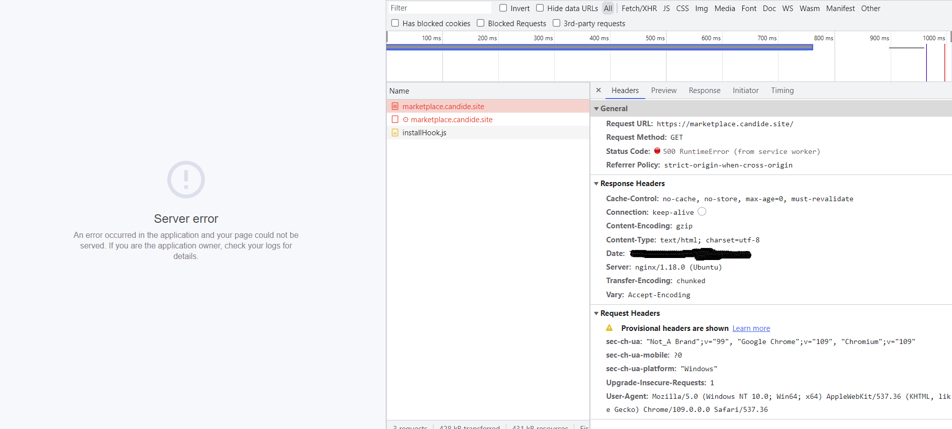 'Uncaught (in promise) bad-precaching-response' - error triggered by ...