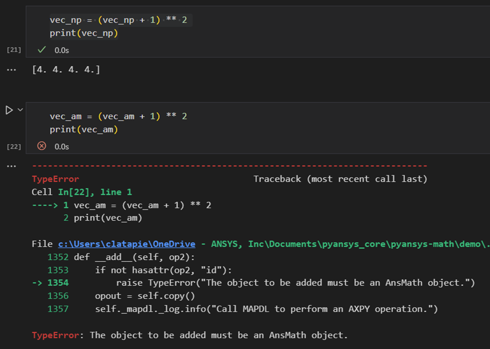 Operation `mm_vec + 1` is not accepted · Issue #127 · ansys/pyansys-math · GitHub