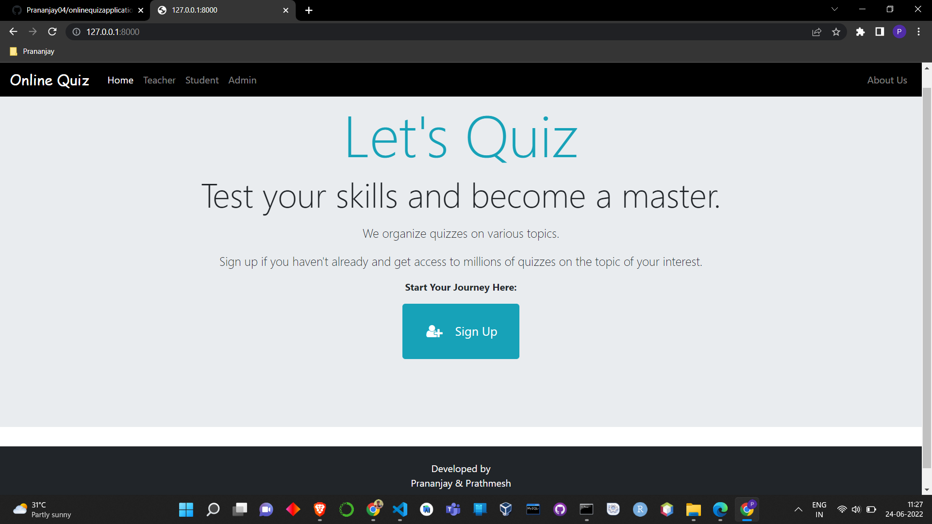 GitHub - Prananjay04/onlinequizapplication