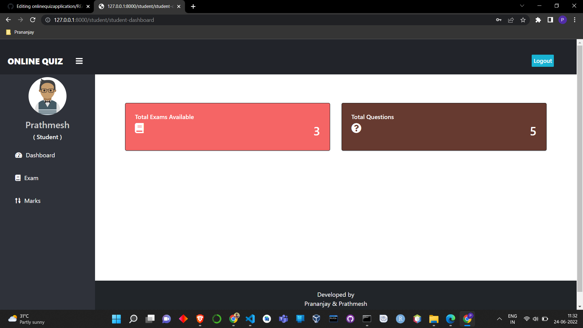 GitHub - Prananjay04/onlinequizapplication