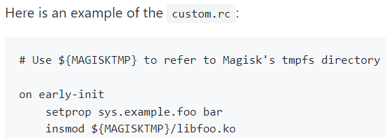 The example provided for loading kernel modules in the Magisk developer guides is not working ...