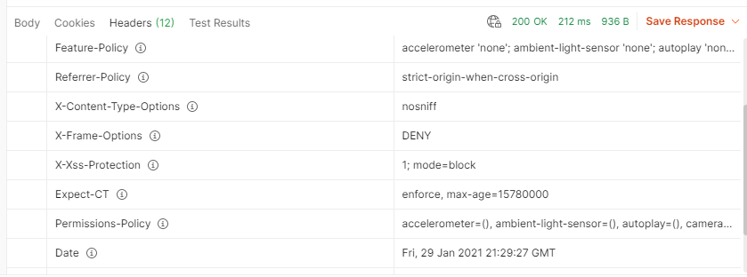 Feature Request: Information on Security Response Headers · Issue #9503 · postmanlabs/postman ...