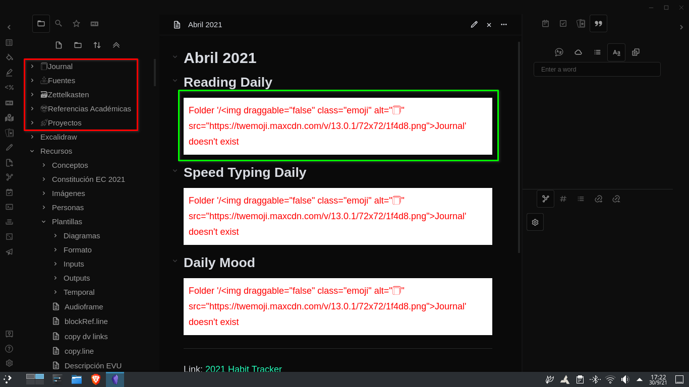 Folder not readable · Issue #76 · pyrochlore/obsidian-tracker · GitHub