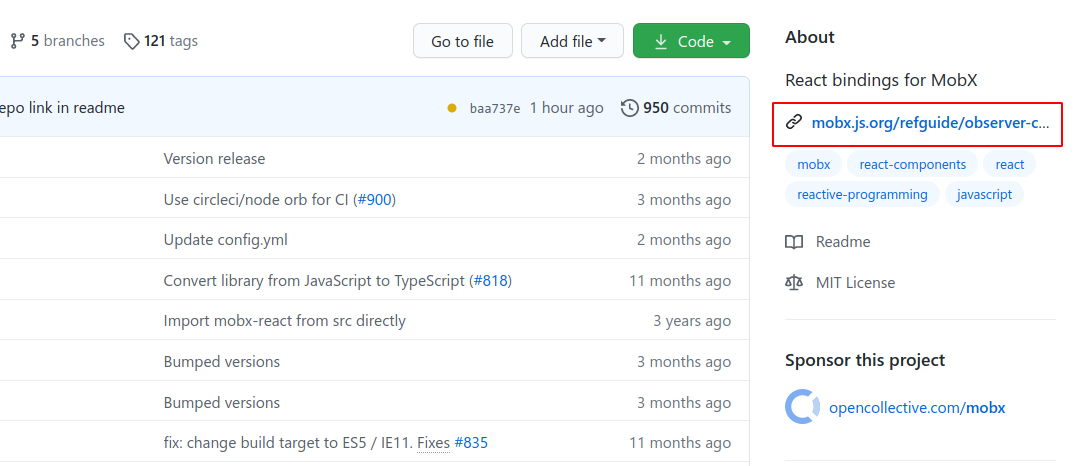 Broken redirect links in mobxjs/mobx-react · Issue #2692 · mobxjs/mobx · GitHub