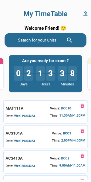 GitHub - ElieBamunoba/MyTimeTable: An Exam Time Table App